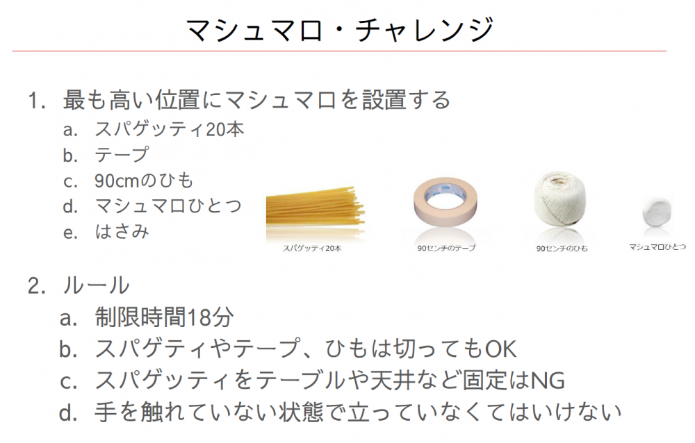 マシュマロ・チャレンジ！ – 第1回人財育成道場 – CoderDojo Urasoe